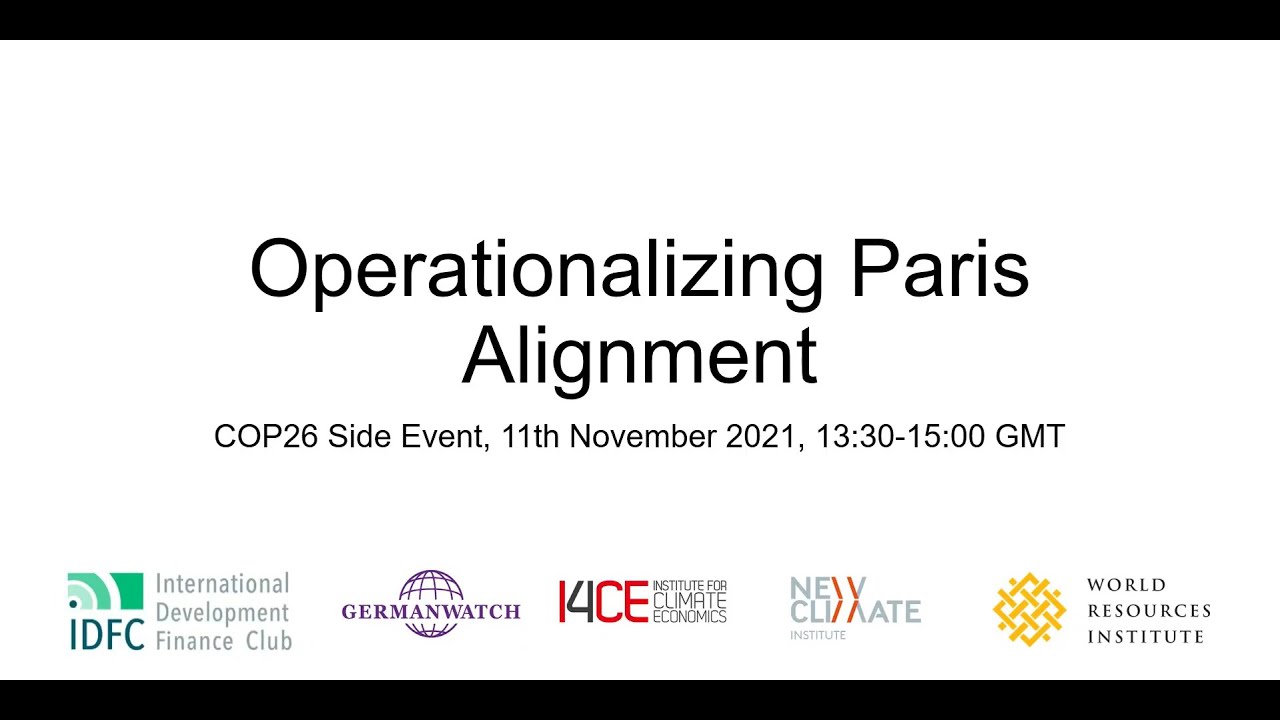 COP26 Side event : Operationalizing Paris Alignment - I4CE
