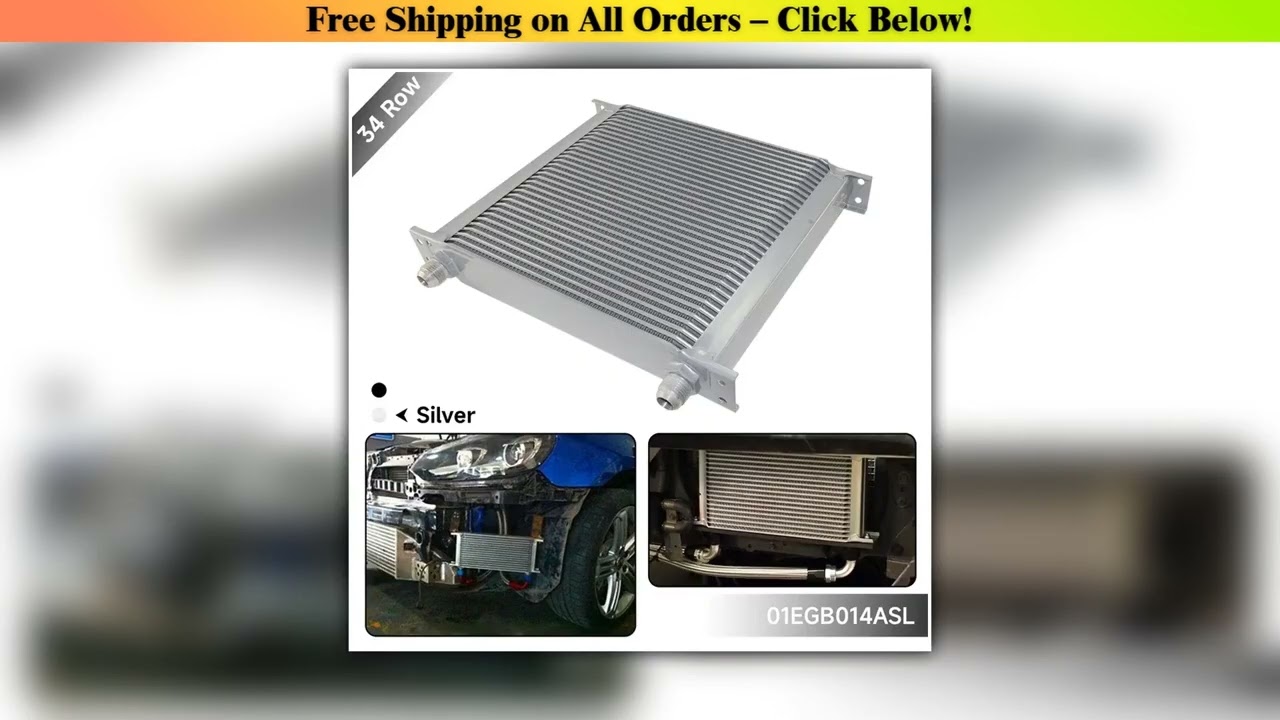AN10 34/40 Row Aluminum Engine Oil Cooler Radiator Transmission MOCAL Style Silver/Black Top