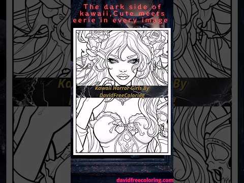 Kawaii Horror Girls Coloring Pages | Coloring Printable Pages for Adult #coloringbook #colouringasmr