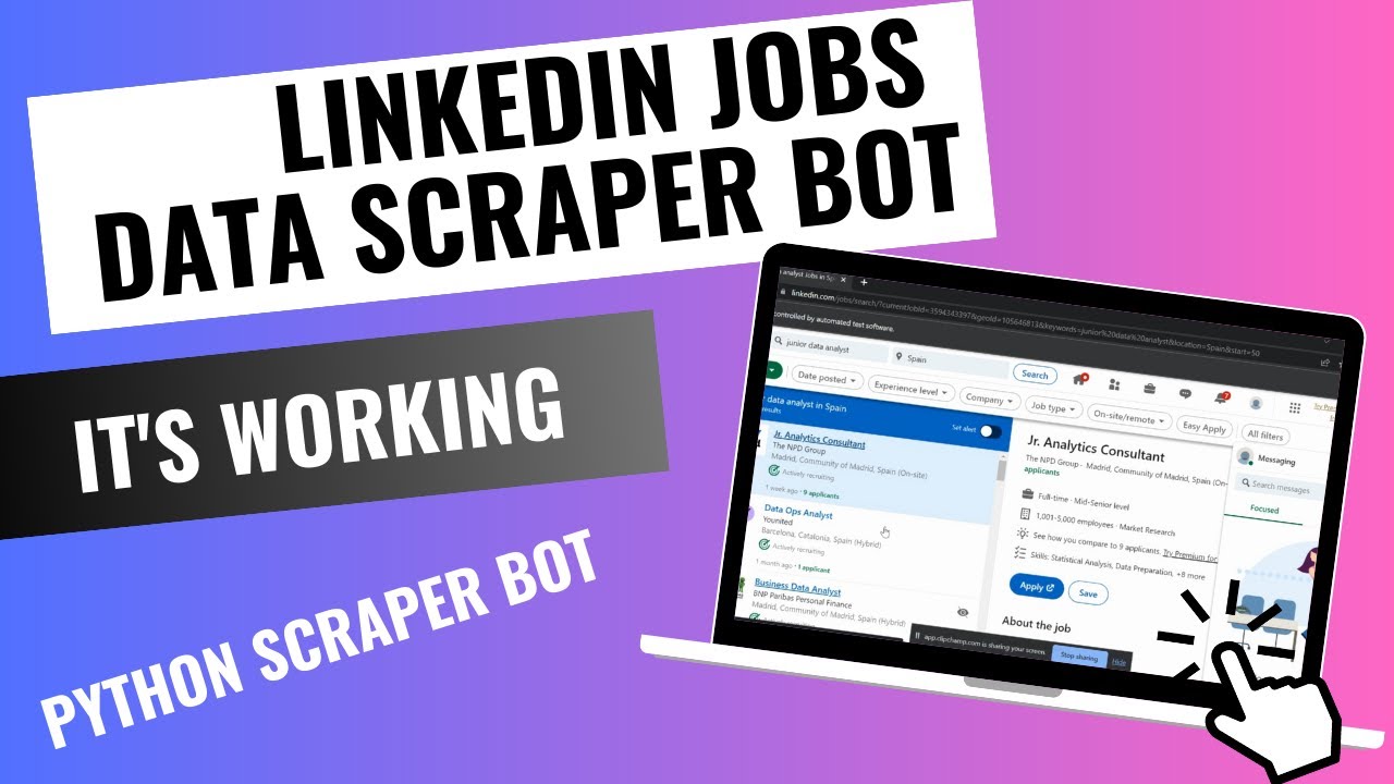LinkedIn Jobs Scraper Bot with Python Selenium Webdriver || Selenium Tutorials
