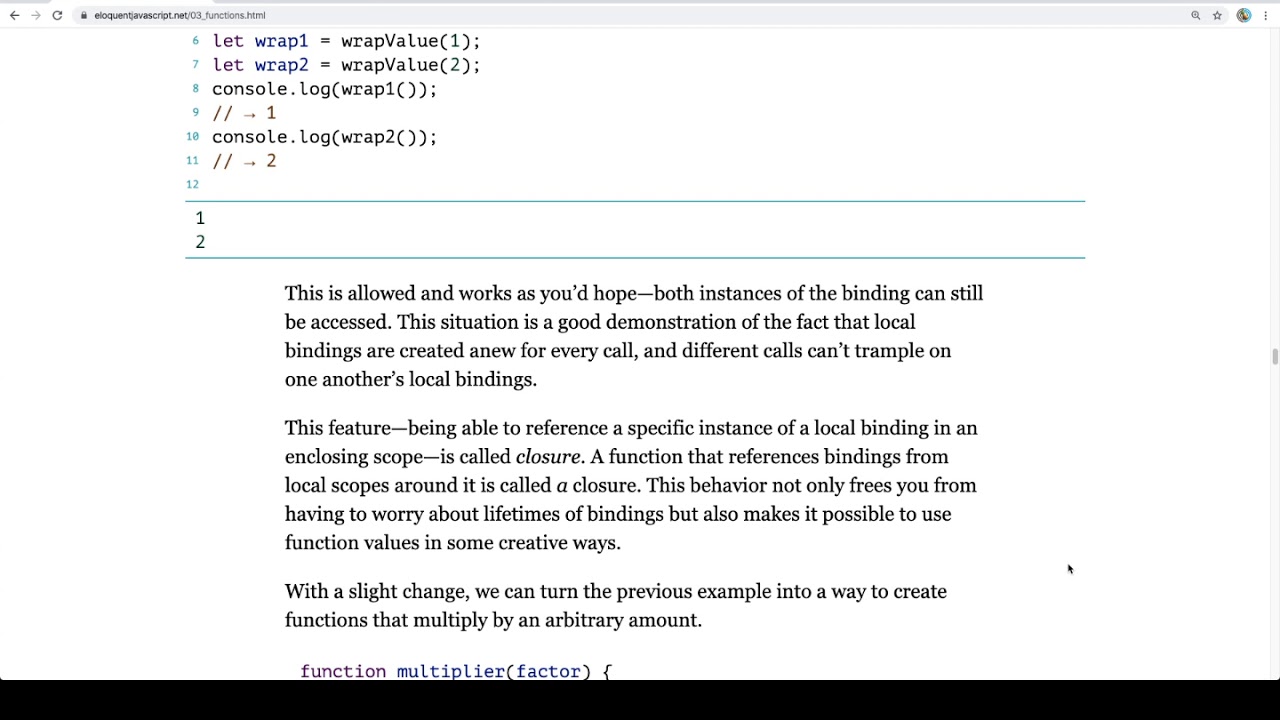 Eloquent JavaScript Read-Along - Functions - 008 - Closure
