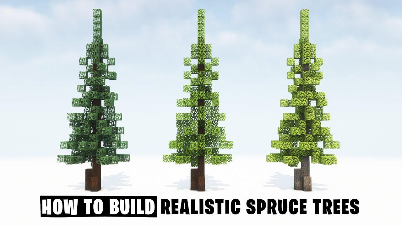 Minecraft Tutorial | How to Build a Spruce Tree / Pine Tree + Download - Minecraft Builders