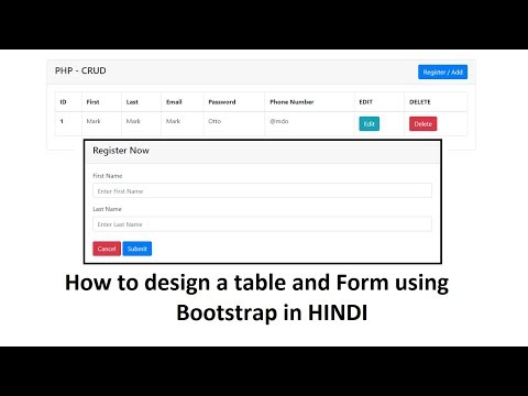 Learn PHP CRUD 1 How to design table and form using Bootstrap in Hindi PHP - Mind Luster