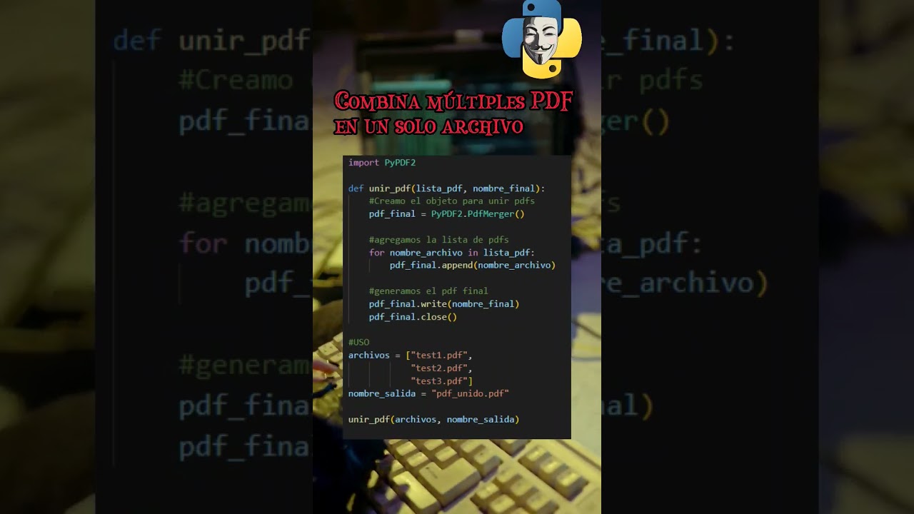Combinar varios PDF en uno solo con python. #python #programacion #pdfmerge #code