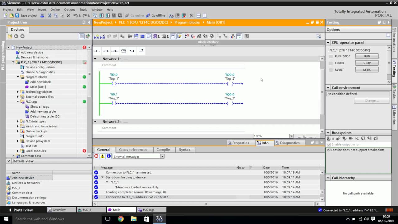 TIA Portal Siemens S7 1200 - Using set/reset