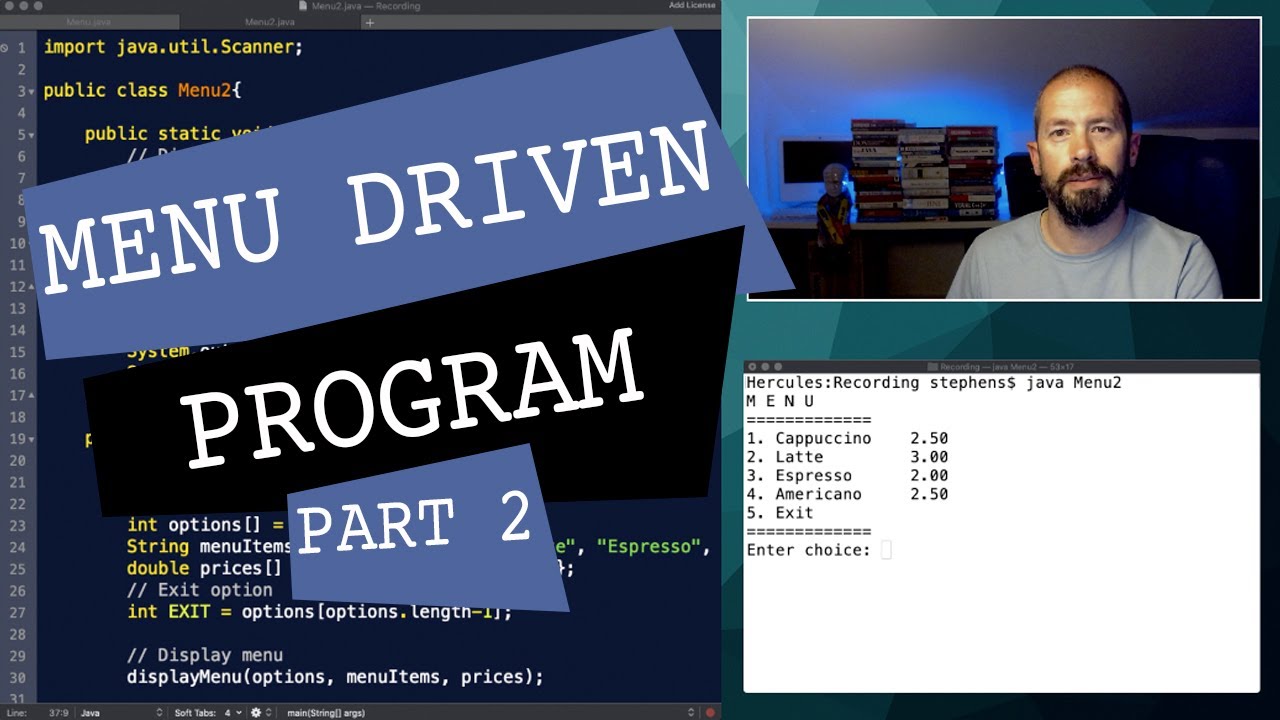 Text-based Menu Driven Program in Java [Part 2/3]