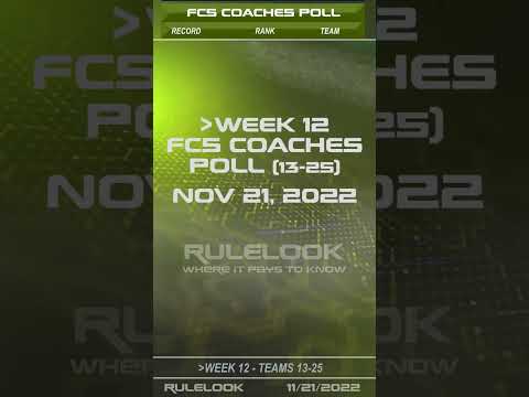 FCS Coaches Poll (13-25) after week 12, FCS = Football Championship Subdivision, #rulelook
