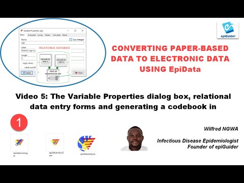 Video 5: The Variable Properties dialog box, relational data forms and codebook in EpiData Manager.