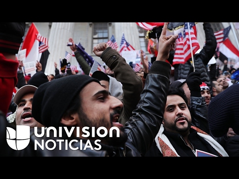 Comunidad yemení marcha en Nueva York en contra del veto migratorio ordenado por Trump