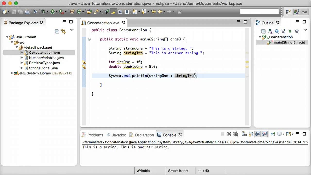 Java Tutorial 5  - Concatenation