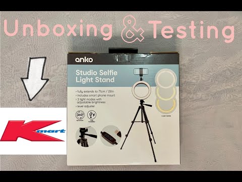 Kmart studio selfie light stand unboxing/testing