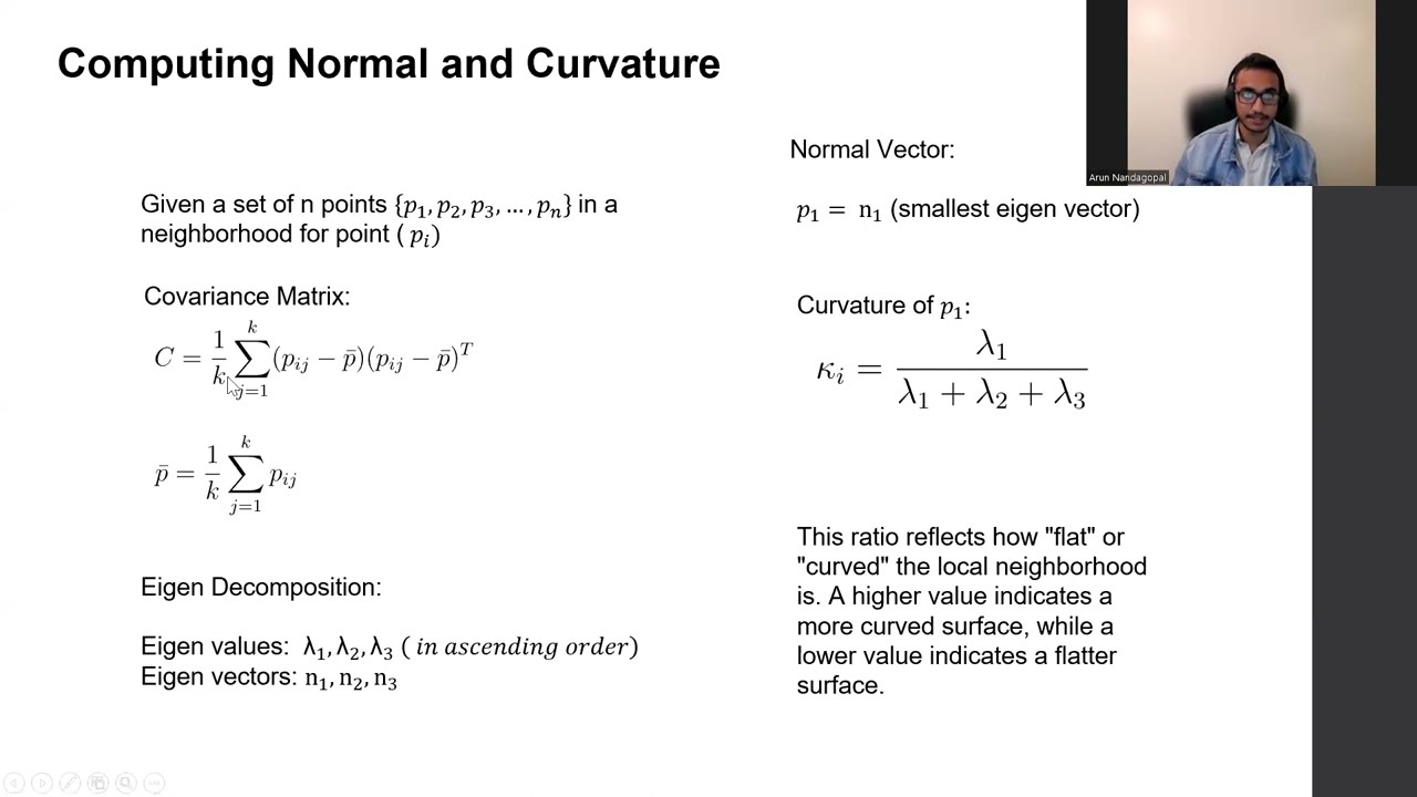 Normal and Curvature Calculation for a Pointcloud