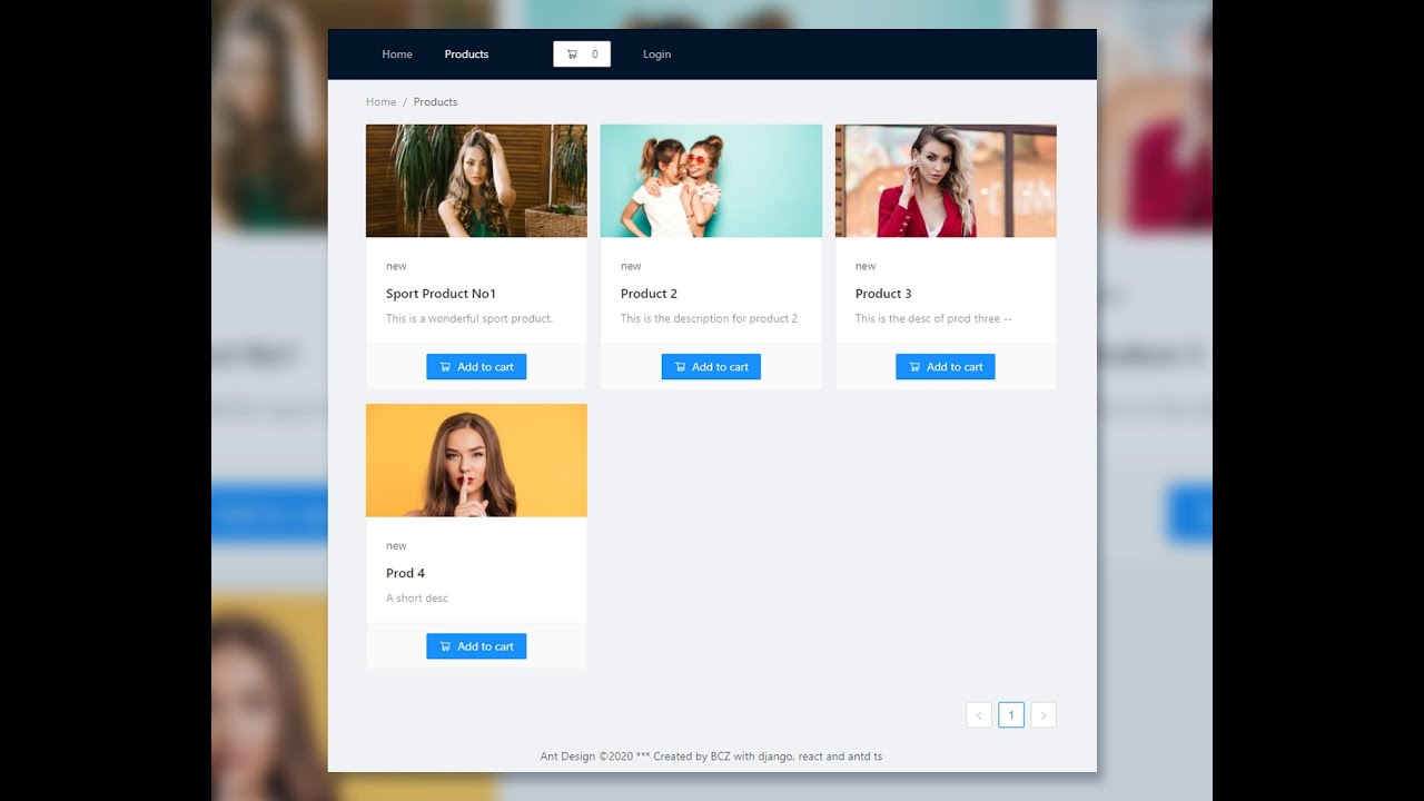 Fullstack app UI [ecommerce django react redux antdesign in typescript][part 1]