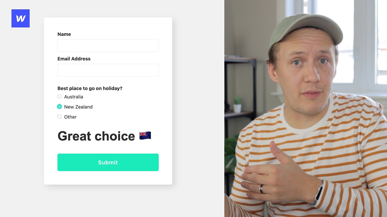 Conditional logic in Webflow forms (without plugins or custom code) | Webflow Interactions Tutorial