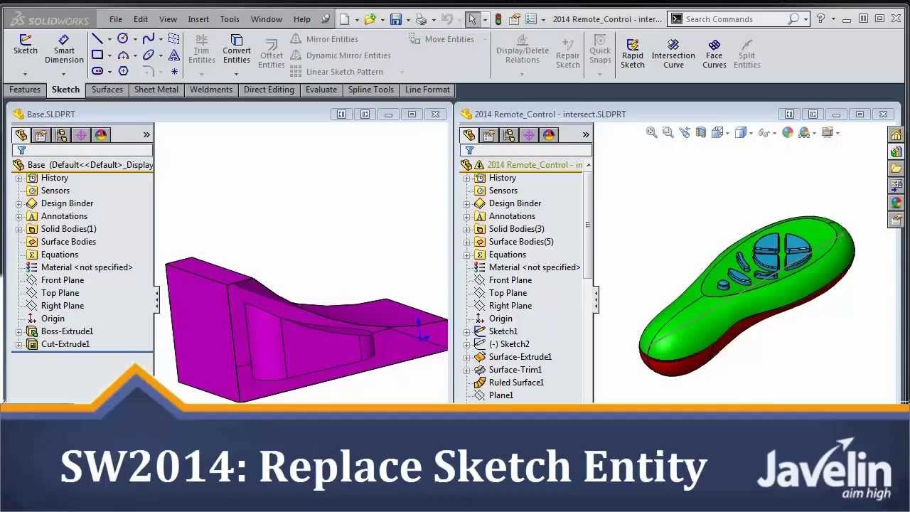 SolidWorks 2014 Tutorial: Replace Sketch Entity