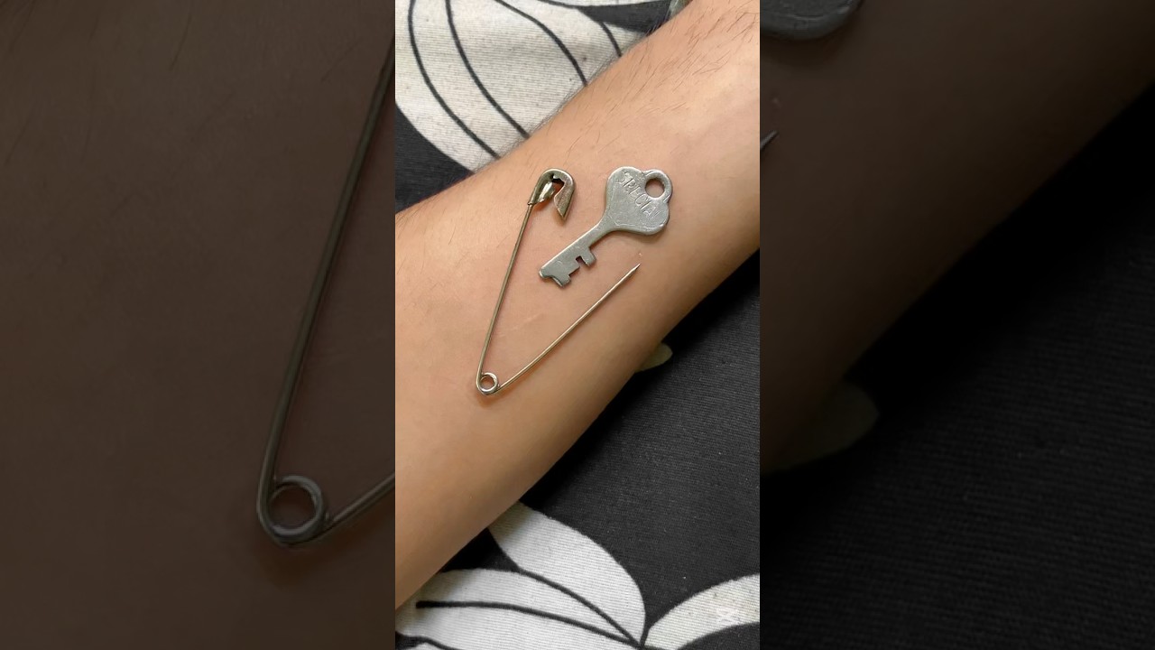 Key tattoo 🔑 safety pin 🧷 tattoo & traditional tattoos #trending #tattoo #shortsfeed  #bobbypin