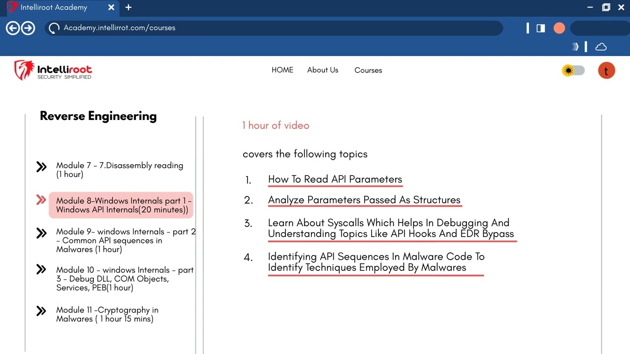 Intelliroot Academy Advanced Malware Reverse Engineering