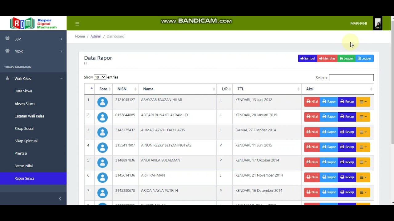 Cetak Raport RDM (Akun Wali kelas)