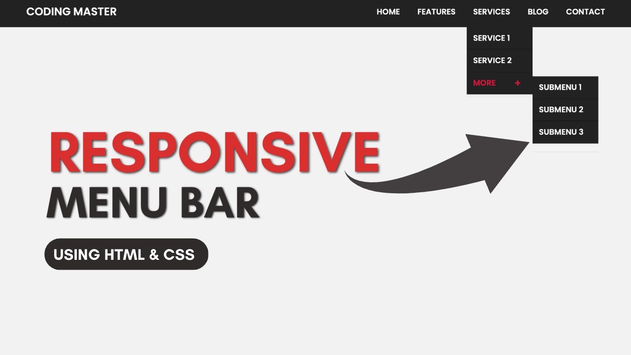 Responsive Menu Bar Using HTML & CSS