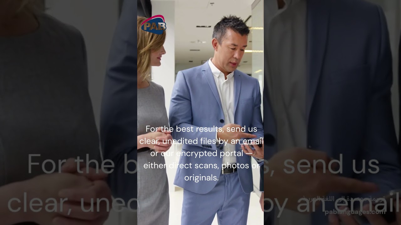 What file formats are accepted for submitting documents for Arabic translations?