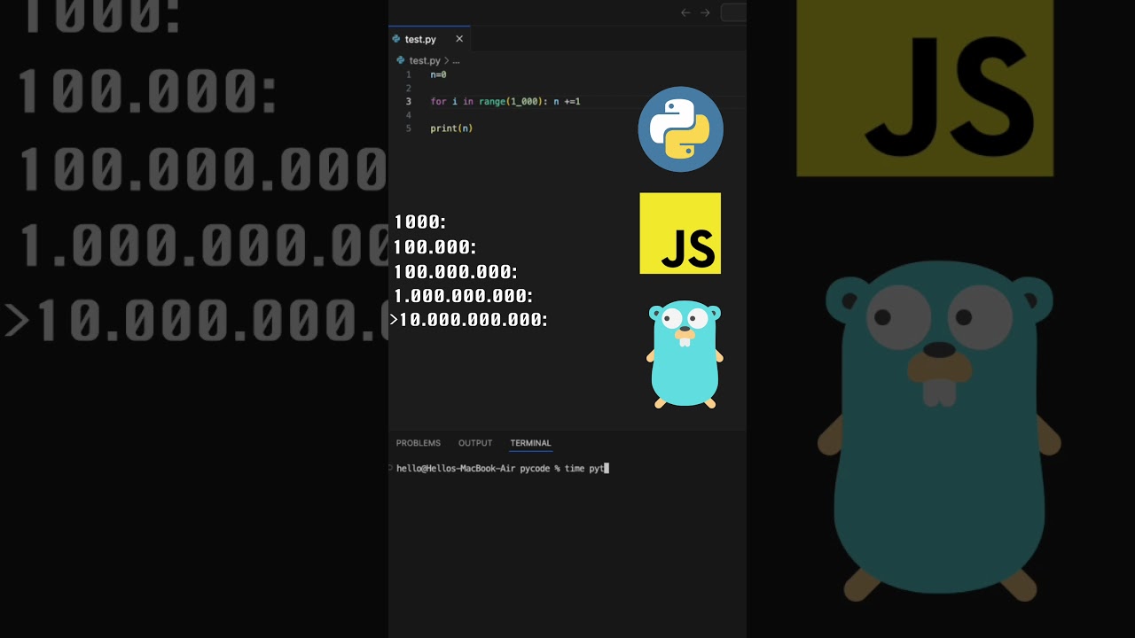 Golang vs Python vs JavaScript #coding #programming #javascript #python #golang #leetcode