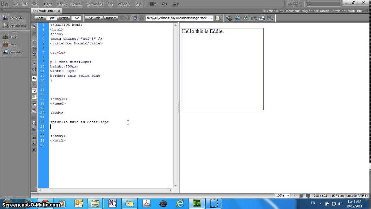 HTML5 CSS3 tutorial - Box model - Setting the height, width, and borders