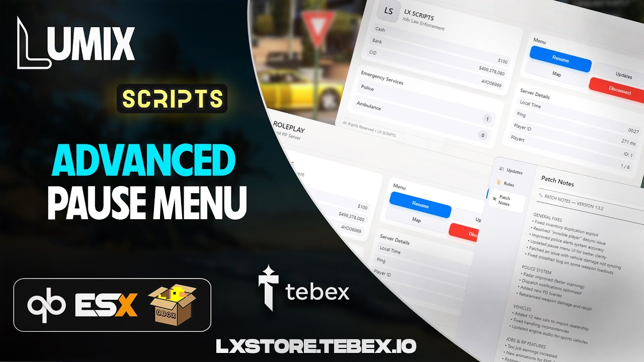 ADVANCED PAUSE MENU (QB/QBOX/ESX) | LX-PAUSEMENU | LX SCRIPTS | FIVEM SCRIPTS
