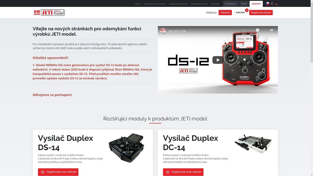 JETI registration and activiation expansion modules.