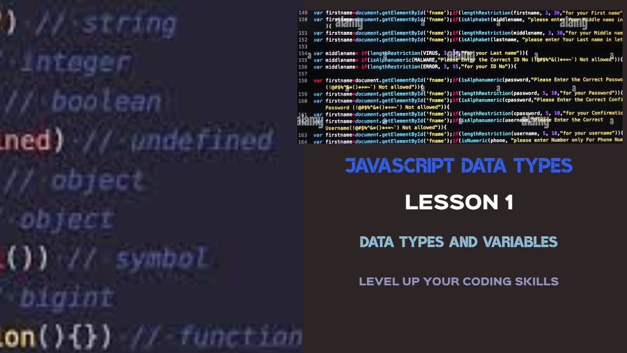 JavaScript Data Types and Variables Lesson 1