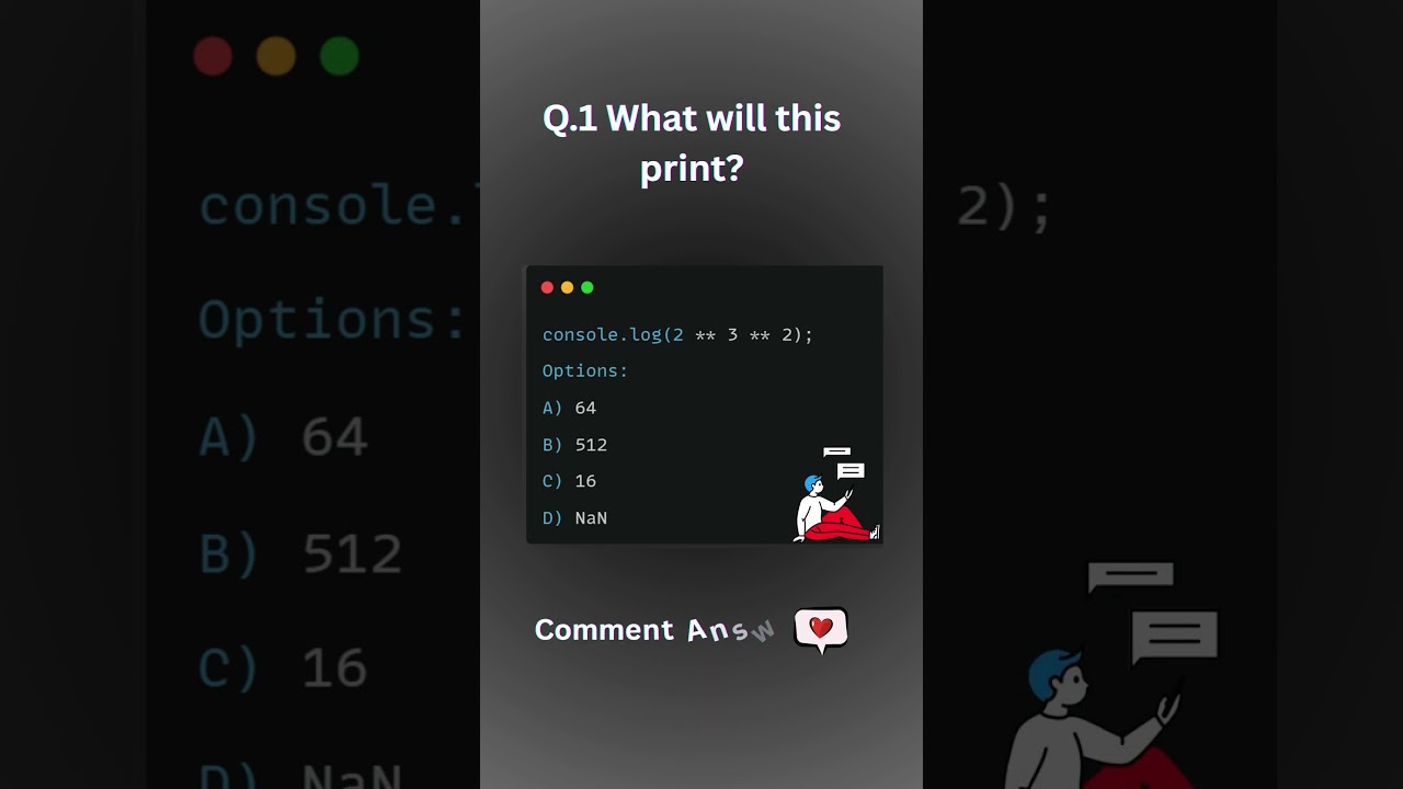 Solve this JavaScript Exponentiation Operator (**) Quiz #codingquiz  #codechallenge #javascript
