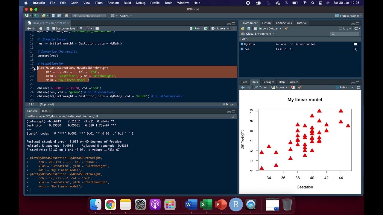 Visualising linear regression in R