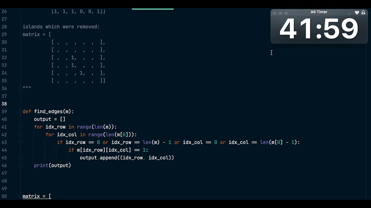 Coding Challenge (Medium difficulty) - Removing Islands (45 minute time limit)