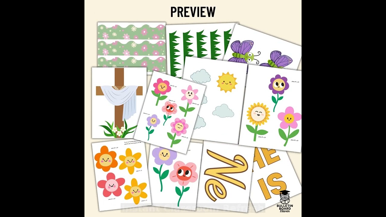 He Is Risen Easter Bulletin Board Kit | Spring Classroom Decor
