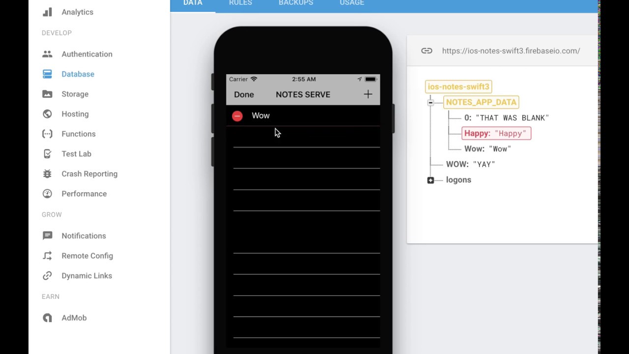 NOTES DATABASE APP (using Firebase)