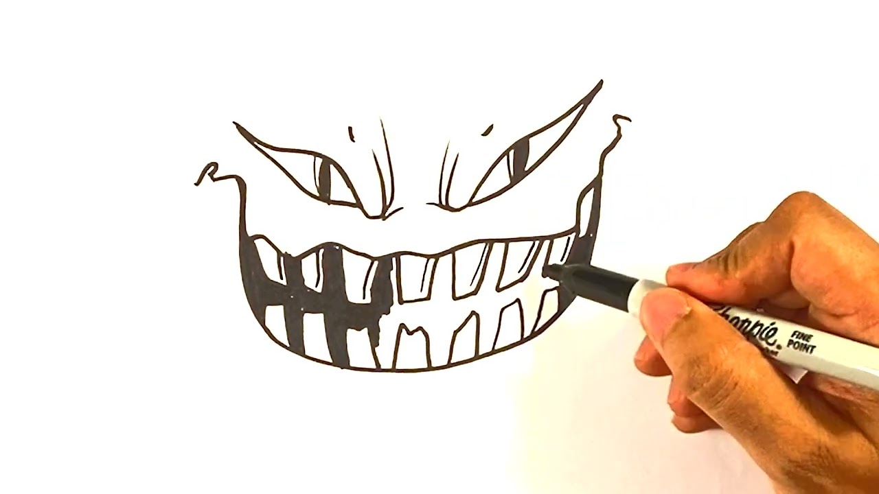 EASY How to Draw CREEPY MONSTER FACE