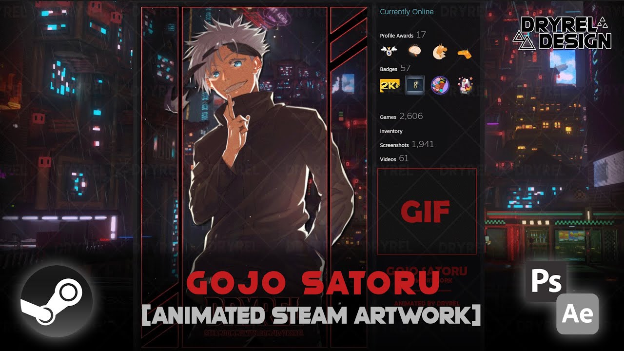 Gojo Satoru | Animated Steam Artwork Speed Art [DryreL]