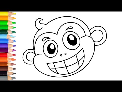 How to draw a monkey face step by step easy | monkey face simple drawing for beginners draw easy