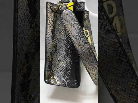 Snake Skin Texture Black & Gold Tote Bag
