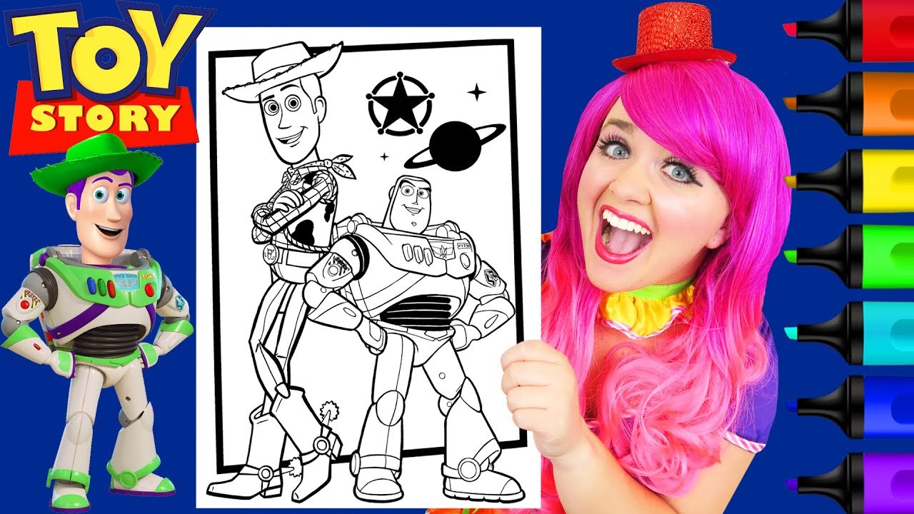 Coloring Makeover Woody & Buzz Toy Story 4 Coloring Page Prismacolor Markers | KiMMi THE CLOWN