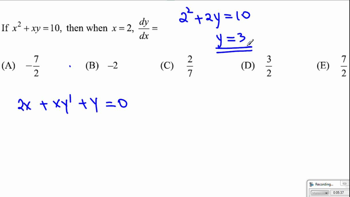 Ch 3 Differentiation   test questions solutions