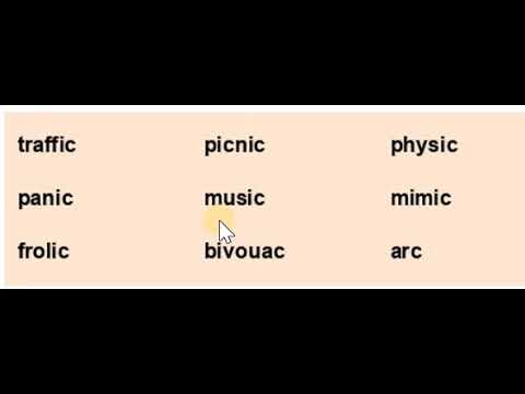 words ending in c