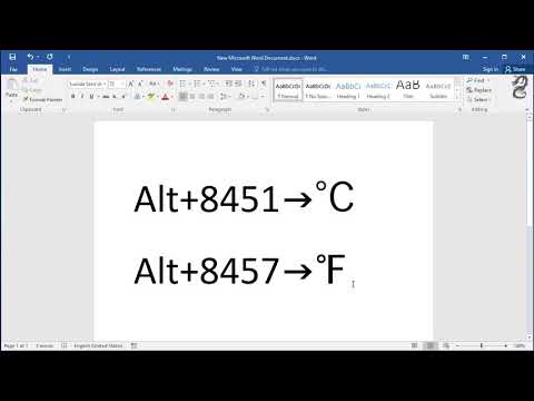 How to type Degree Fahrenheit and Degree Celsius symbols in Word