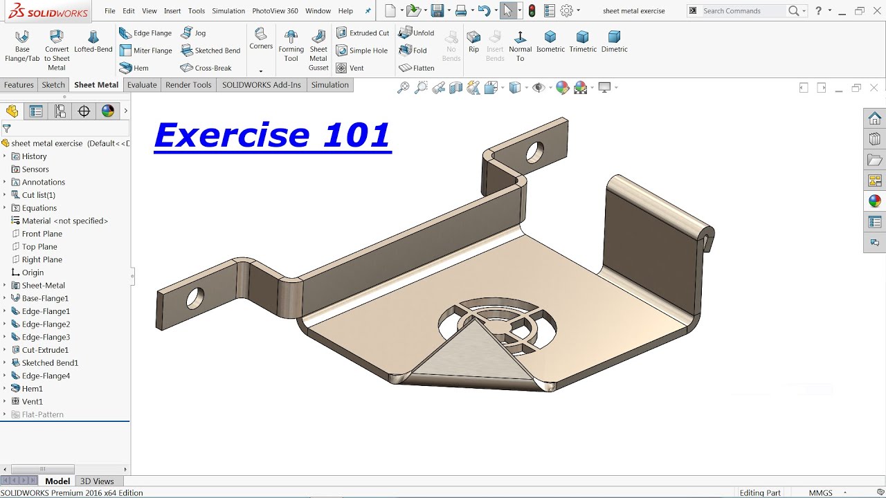 Solidworks Sheet metal exercise 101