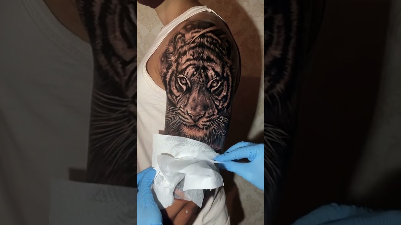 Super Tiger tattoo work video tattoo art #tattooart #tattooartist #tattoolife #yuelong #emalla