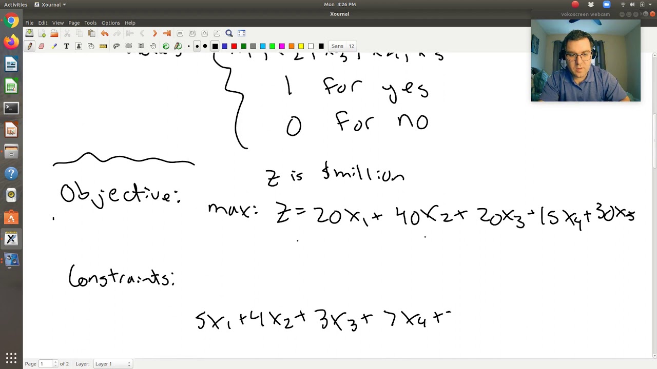 Integer Programming (Project Planning) Example 1