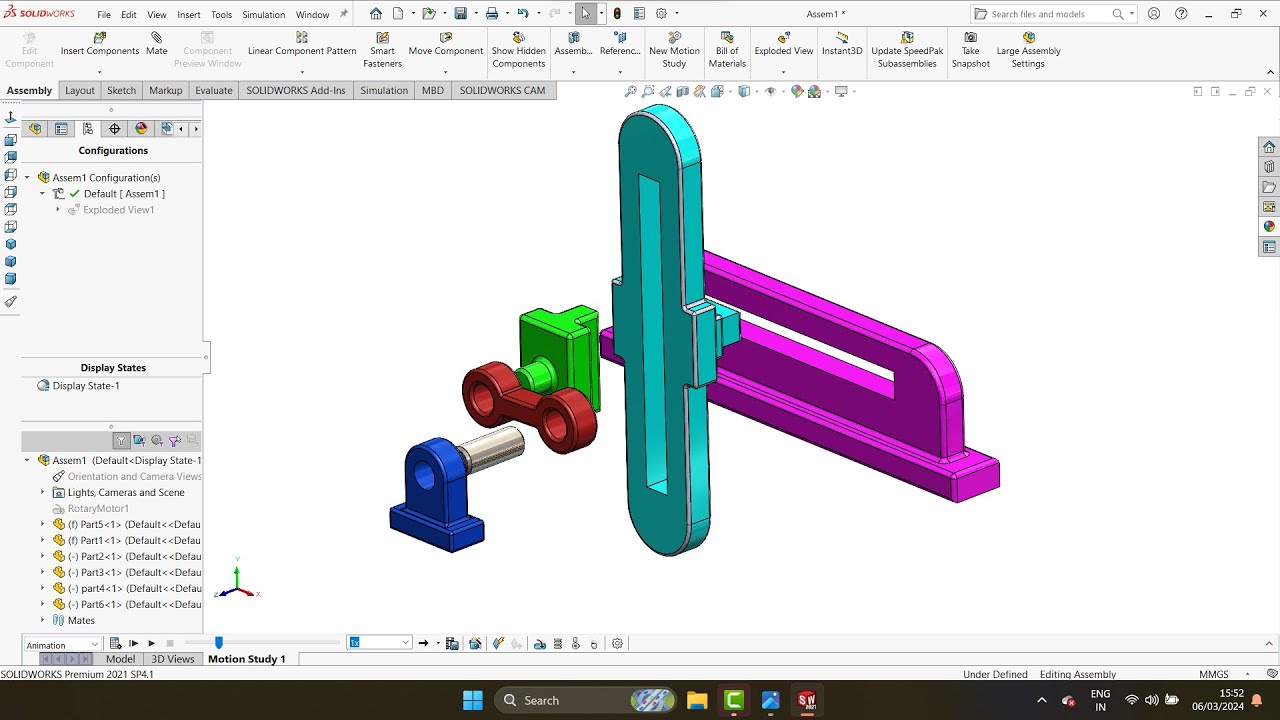 Tutorial solidworks assembly & motion study | 4k 60fps