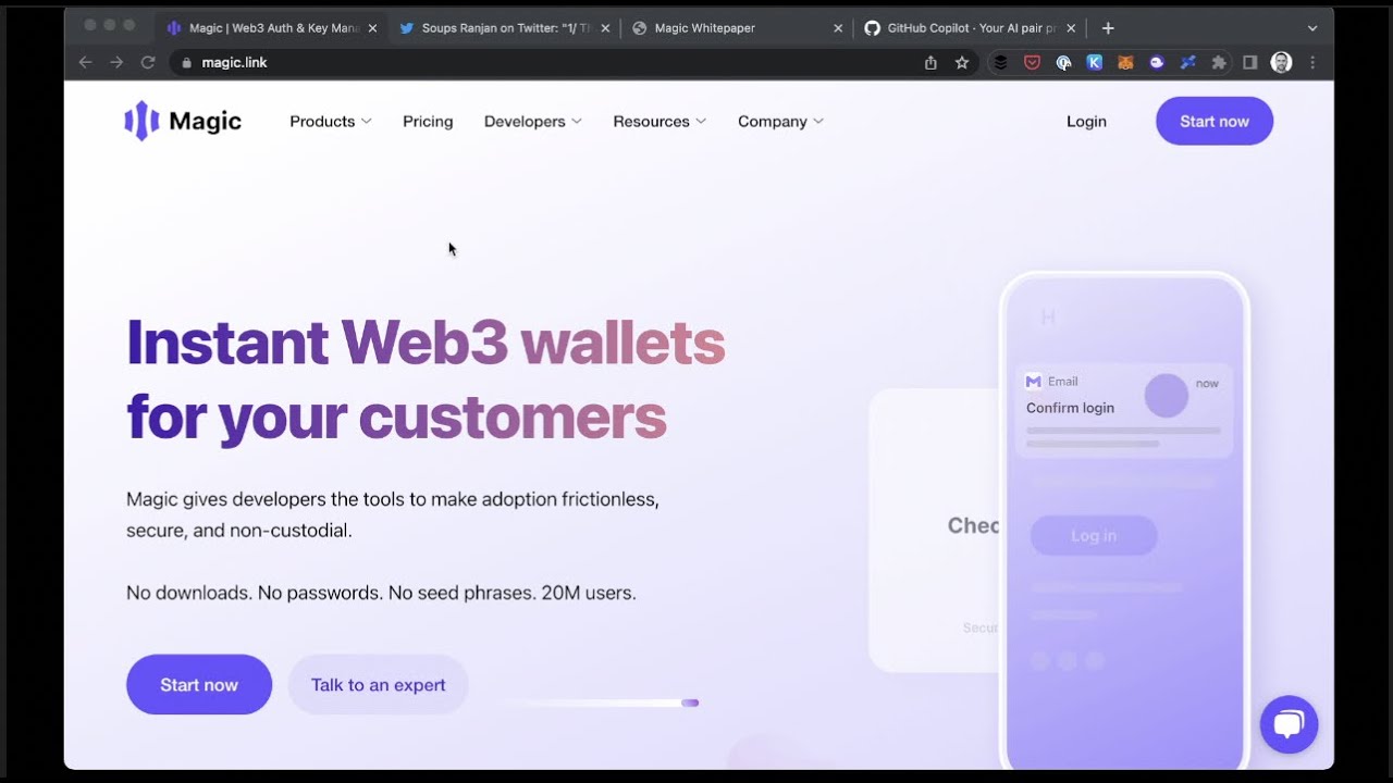 Product: Magic Link for Web2 & Web3 Product Managers. Code: GitHub Copilot