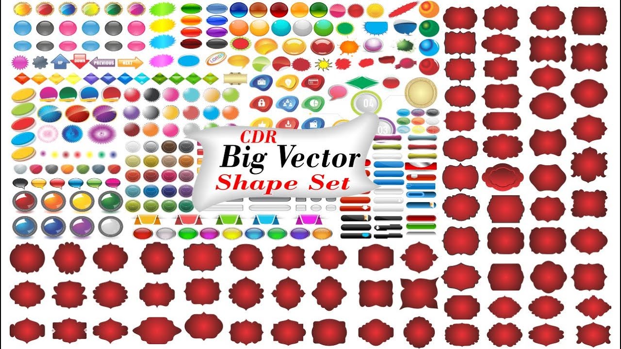 how to create vector Shape in coreldraw #cdr Big set color shape Vector #bubbles #speech #free