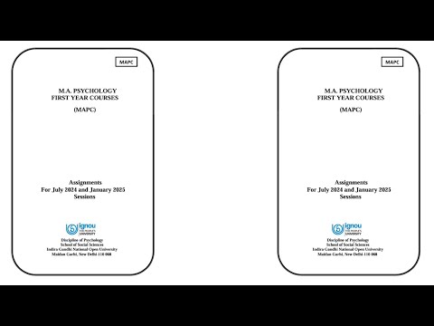 M.A. Solved Assignment PSYCHOLOGY IGNOU FIRST YEAR COURSES (MAPC) Assignments Sessions