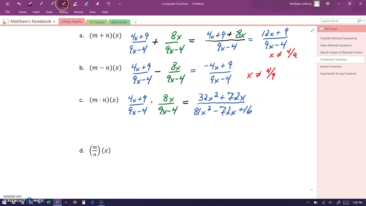 Function Arithmetic - Example 3